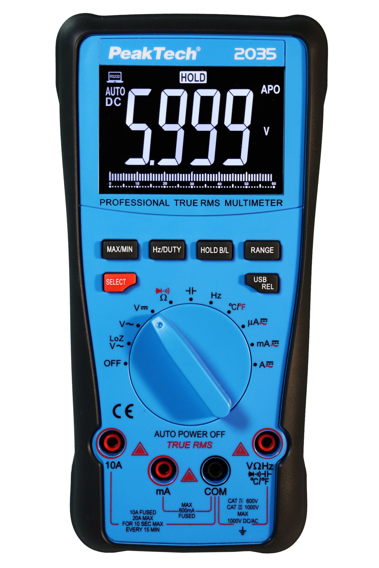 «PeakTech® P 2035» True RMS 1000V Digital Multimeter 6000 Counts, USB ...