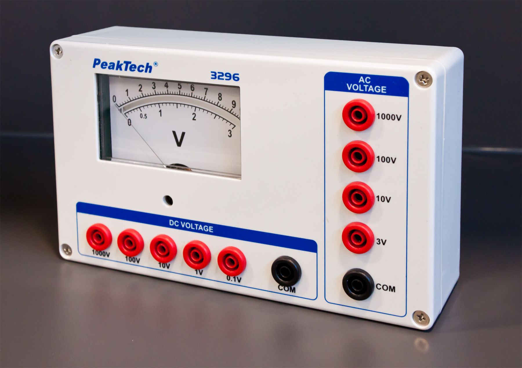 «PeakTech® P 3296» Analog voltmeter, 0 ... 0.1/1/10/100 / 1000V AC/DC ... «PeakTech® P 3296» Analog voltmeter, 0 ... 0.1/1/10/100 / 1000V AC/DC ...