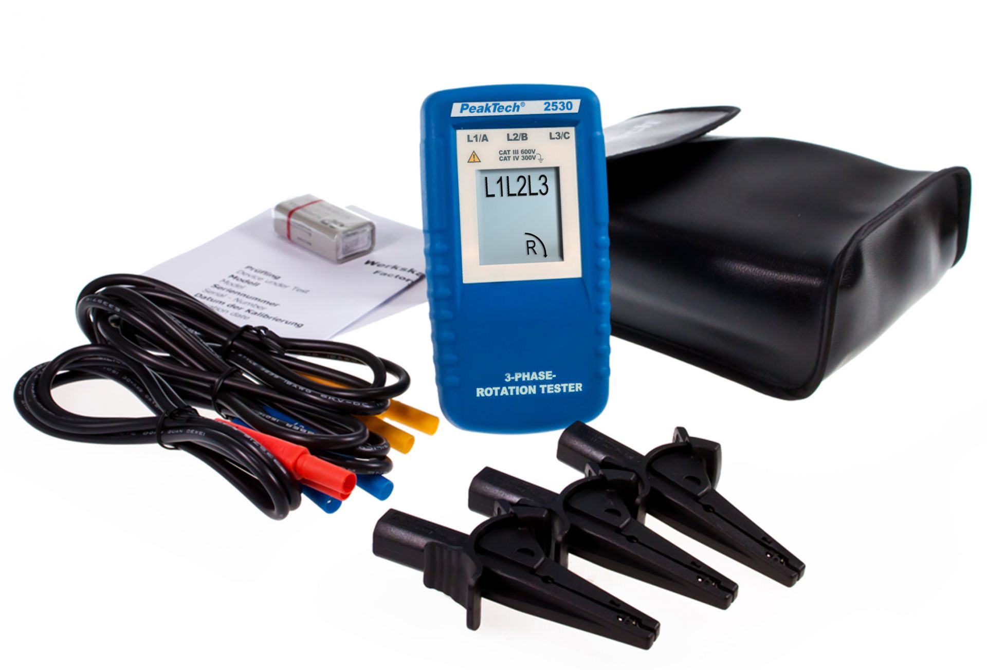 «PeakTech® P 2530» 3-phase direction indicator with LCD display | P 2530