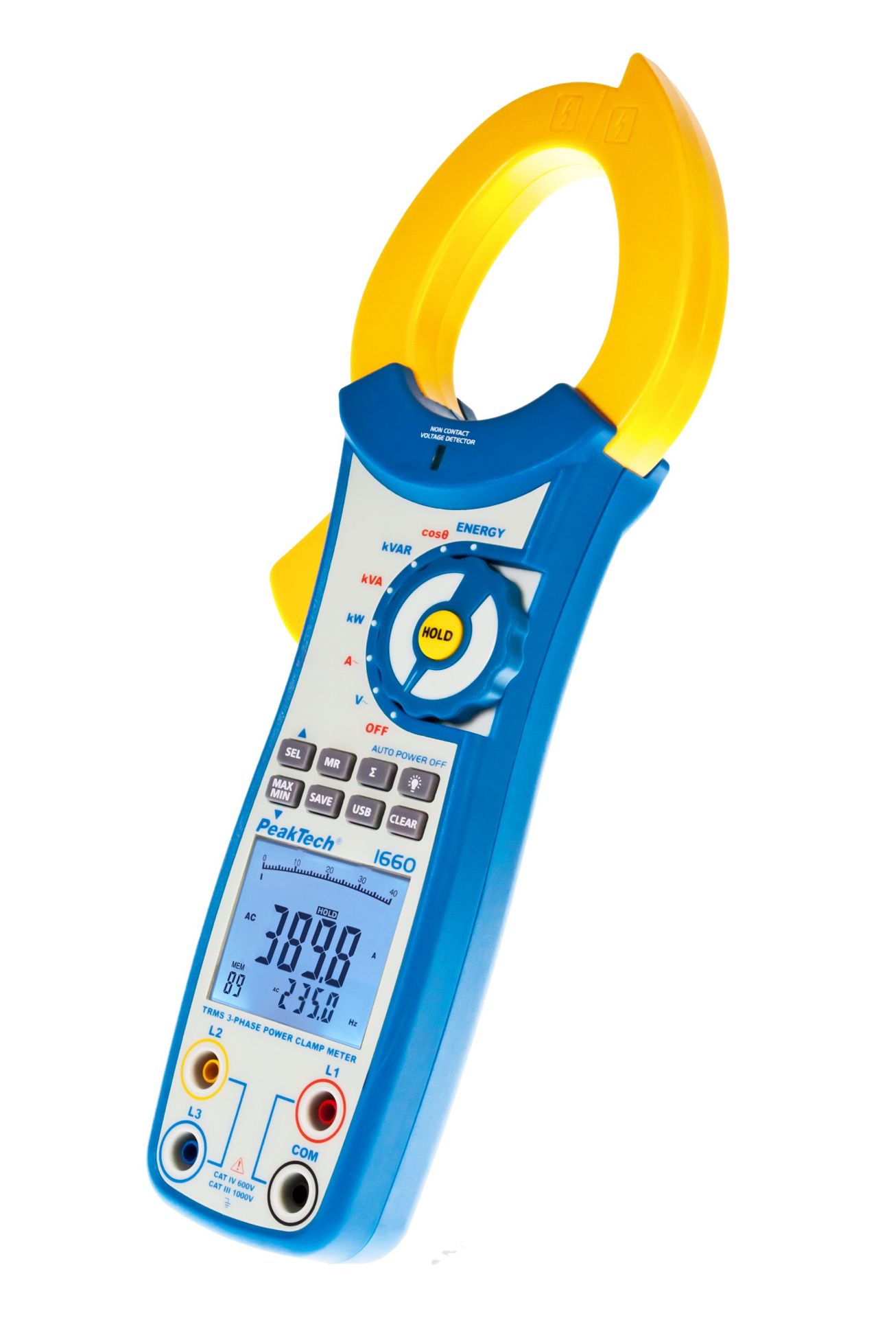 «PeakTech® P 1660» TrueRMS power clamp meter 1000 A AC up to 750 kW | P ...
