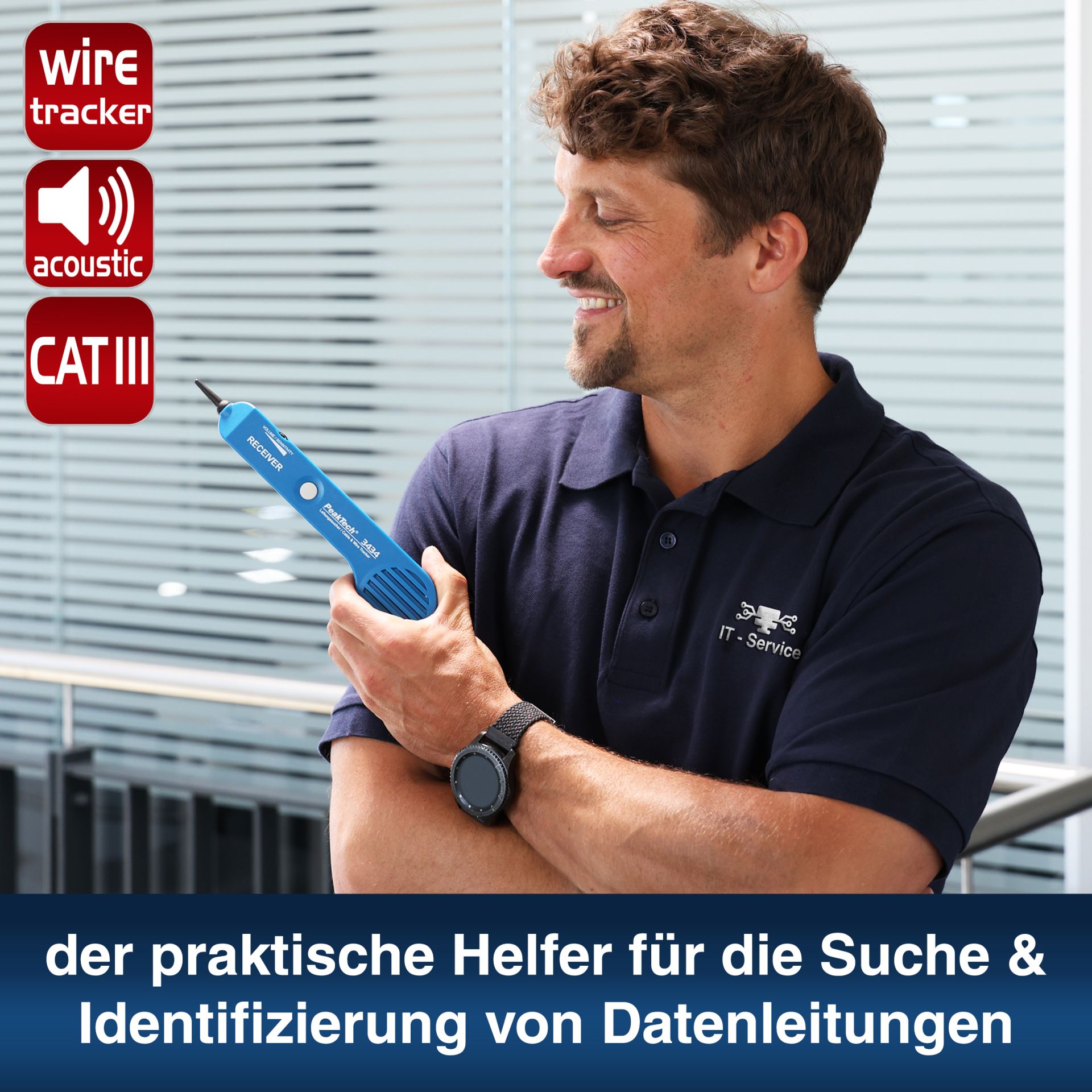 «PeakTech® P 3434» Akustischer Leitungssucher mit Ton-Generator | P 3434